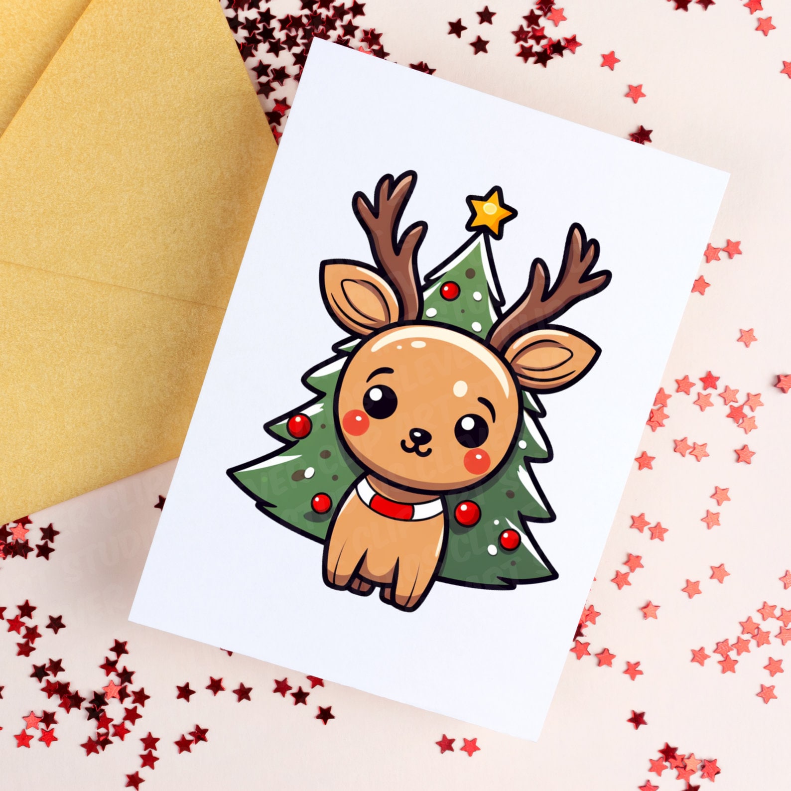 Kawaii Cute Reindeer Clipart Cute Christmas Reindeer PNG Bundle Funny ...