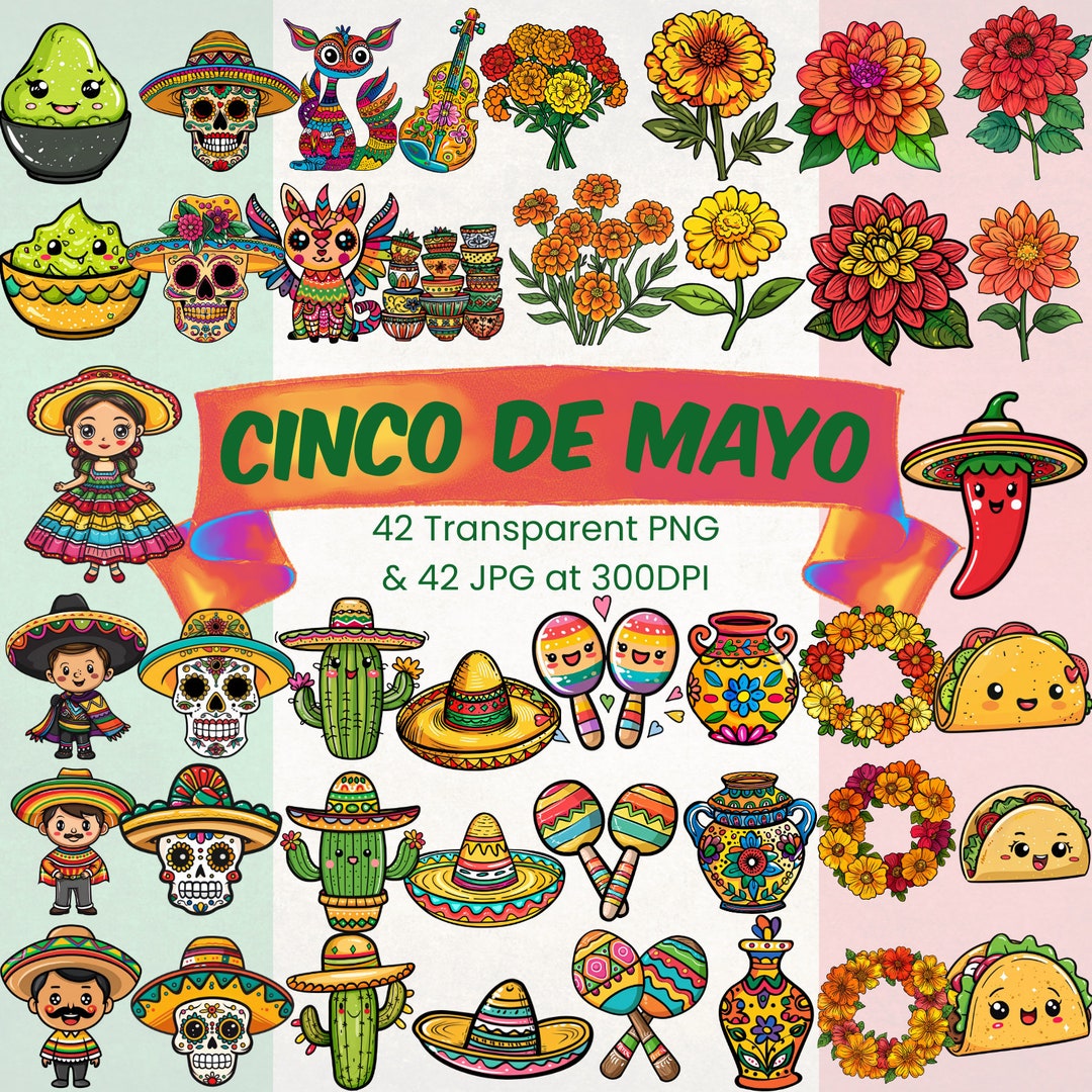 Cinco De Mayo PNG Bundle Traditional Mexican Style Fiesta Mexicana PNG ...