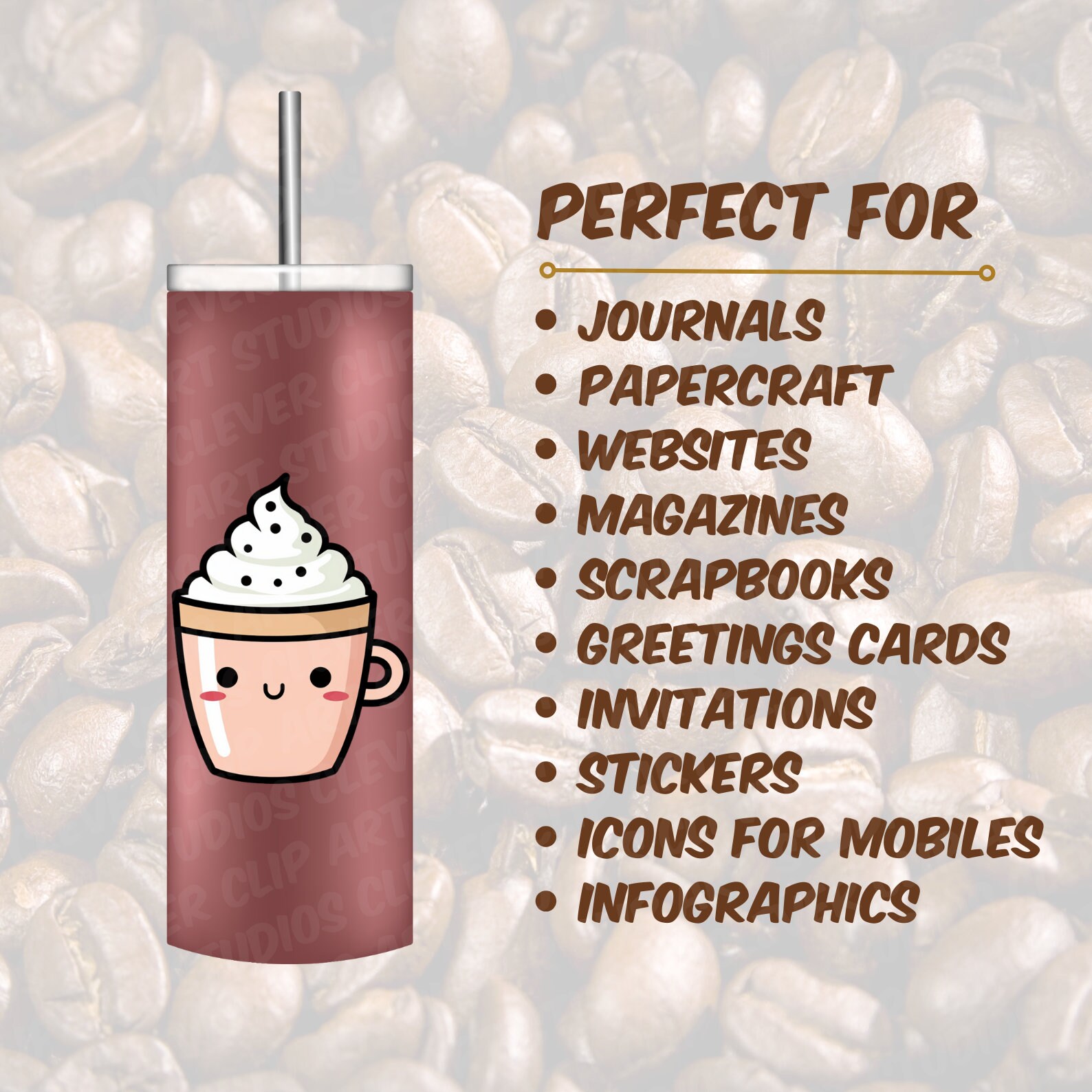 Kawaii Cute Coffee Clipart Collection Kawaii Coffee Cup PNG Bundle ...