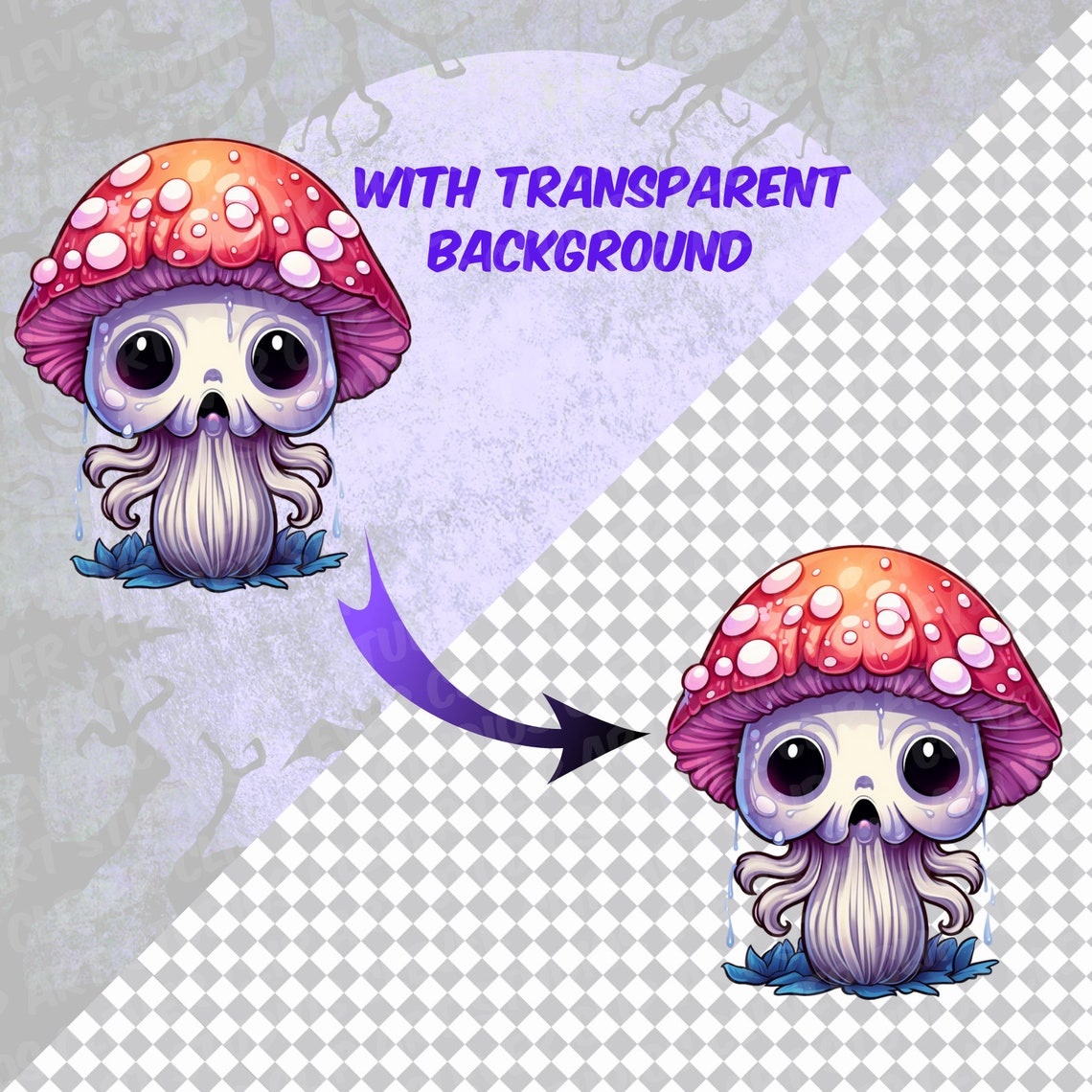 Halloween Mushrooms Clipart Cute Kawaii Mushroom Fun Fungi PNG - Etsy
