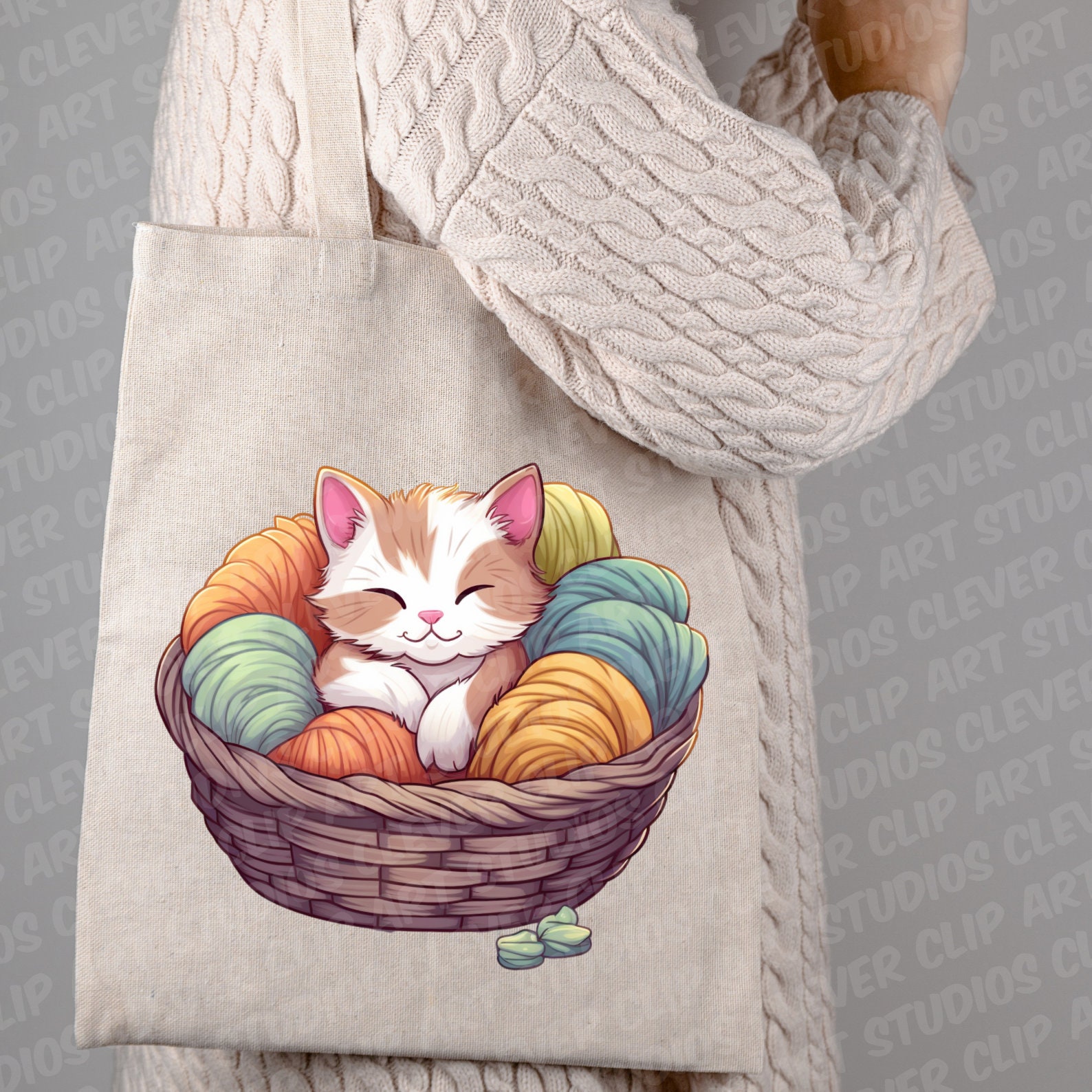Cute Cozy Cats Clipart Bundle Autumnal Clipart Kawaii Cute Kitten ...