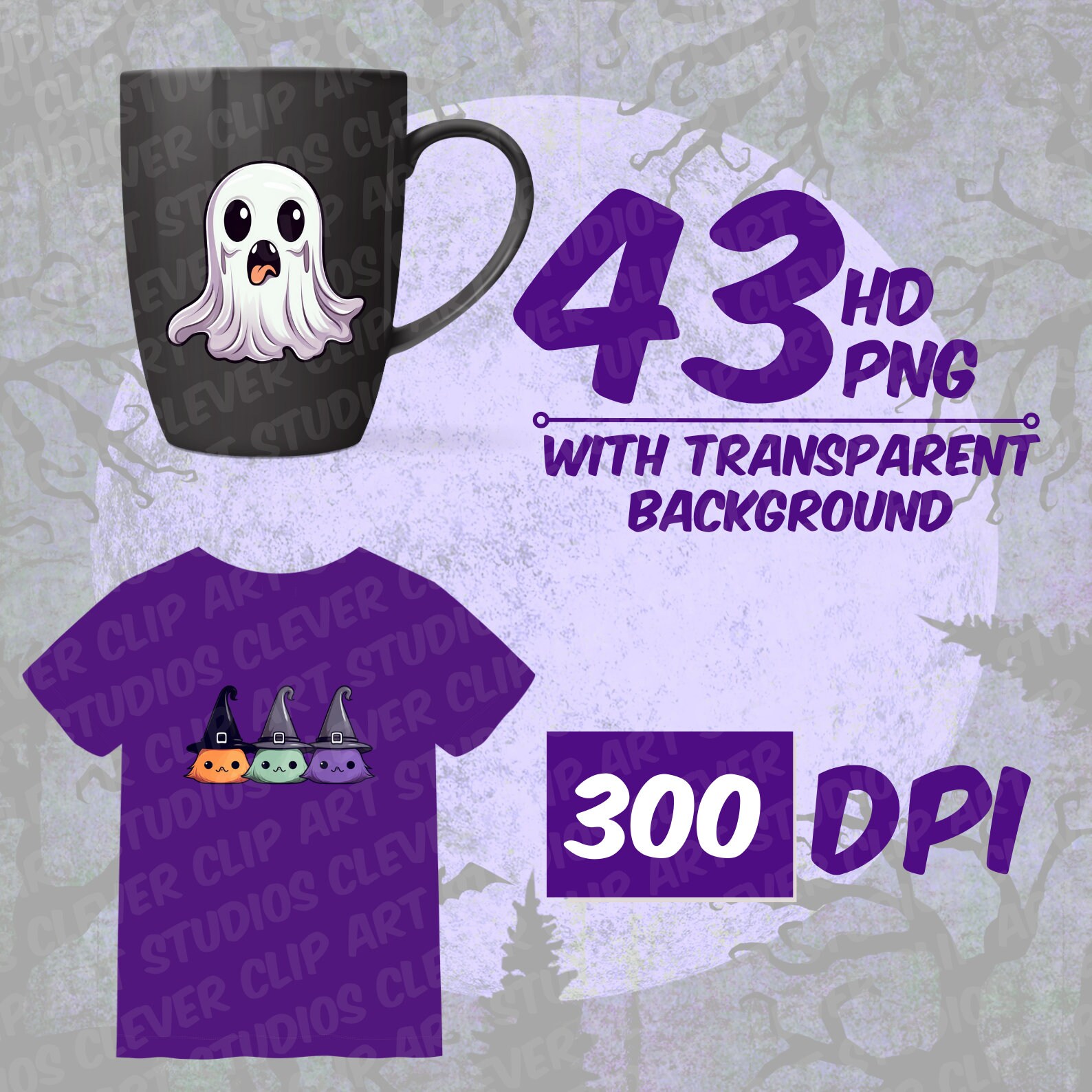 Spooky Kawaii Cute Halloween Clipart Scary Designs Creepy Cute Graphics ...