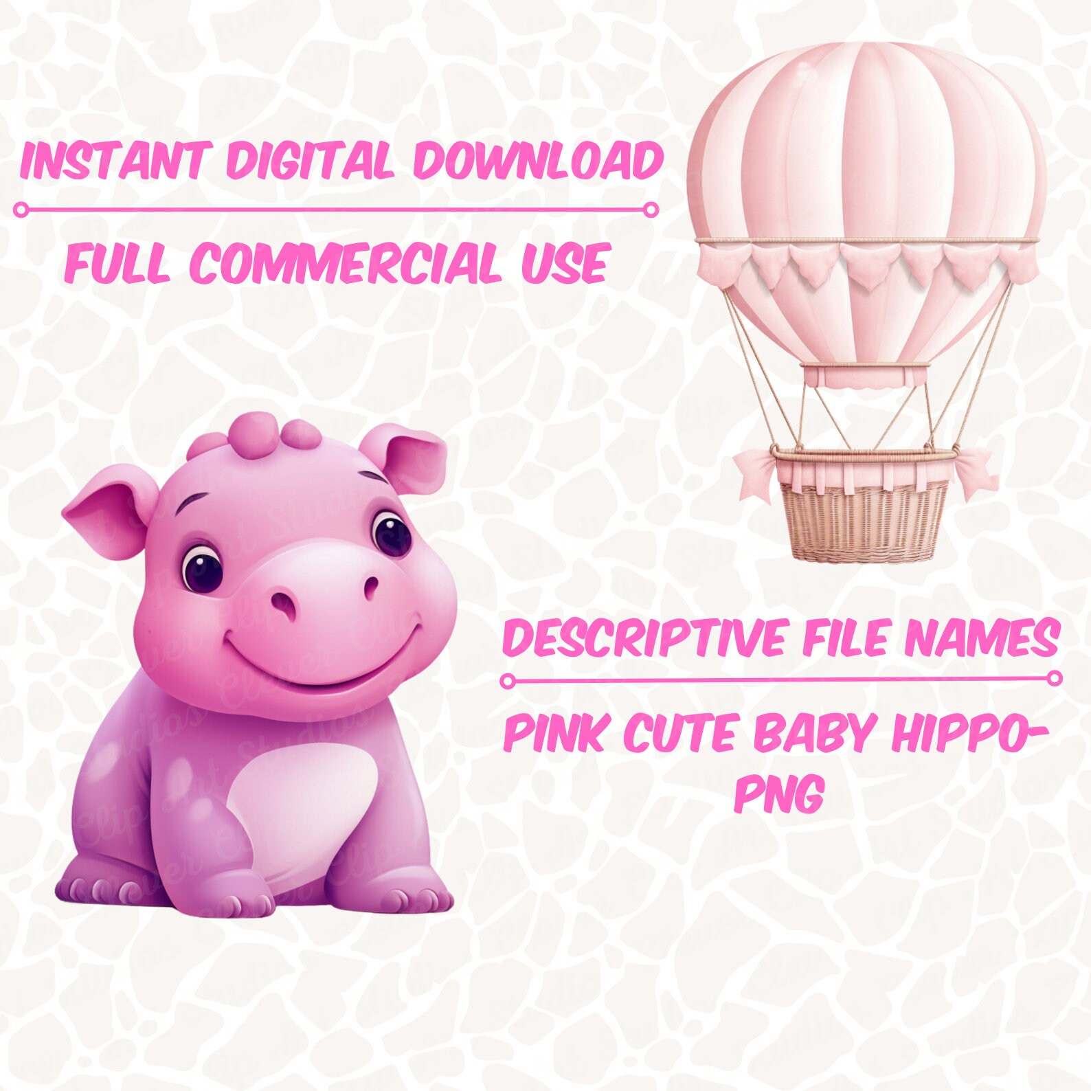 Pink Baby Animal Safari Cute Animals Nursery Decoration Clipart Girl ...