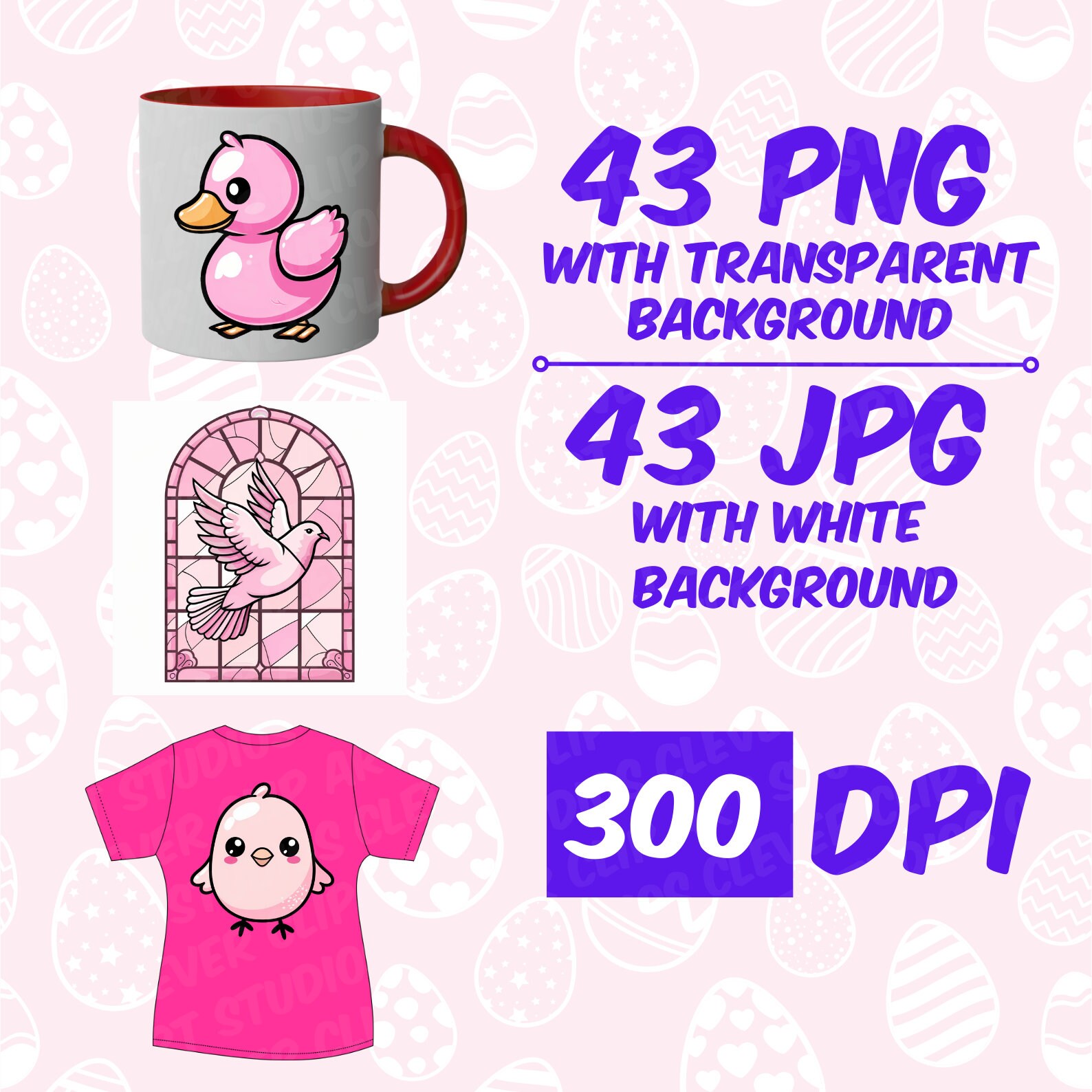 Cute Pink Easter PNG Bundle Pink Spring Clipart Bundle Kawaii Download ...