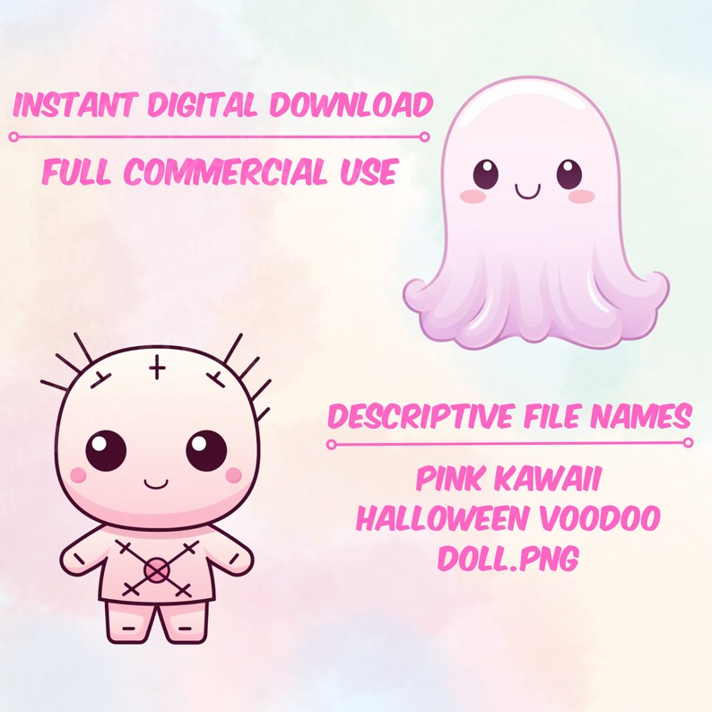 Cute Pink Kawaii Halloween Clipart Bundle Transparent Pngs Kawaii ...