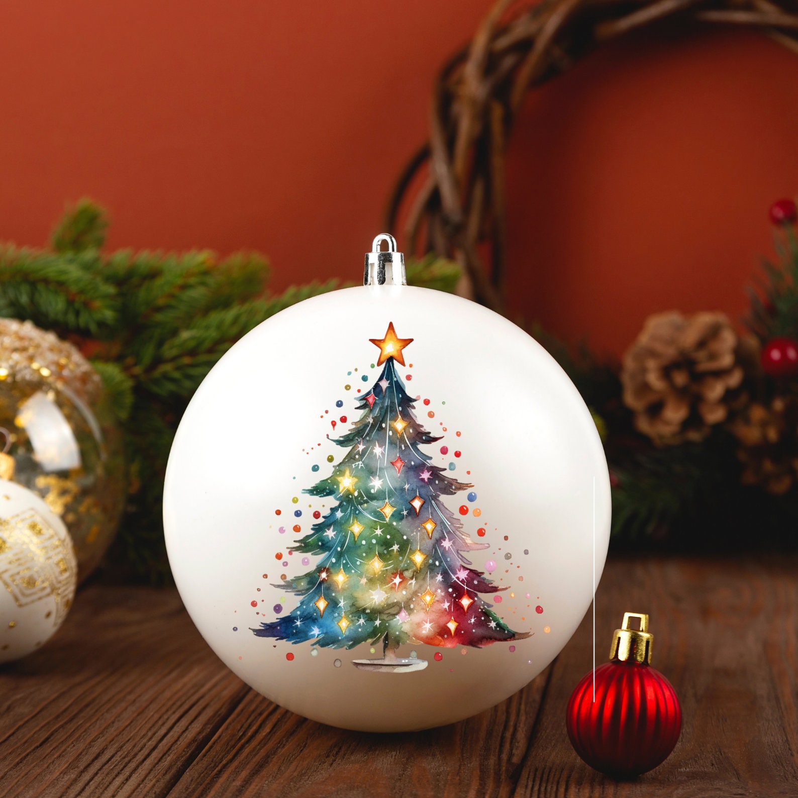 Watercolor Christmas Tree Clipart Bundle Transparent Christmas - Etsy