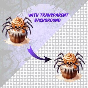 Spooky Cute Halloween Cupcakes Clipart PNG Bundle Cute Kawaii Halloween ...