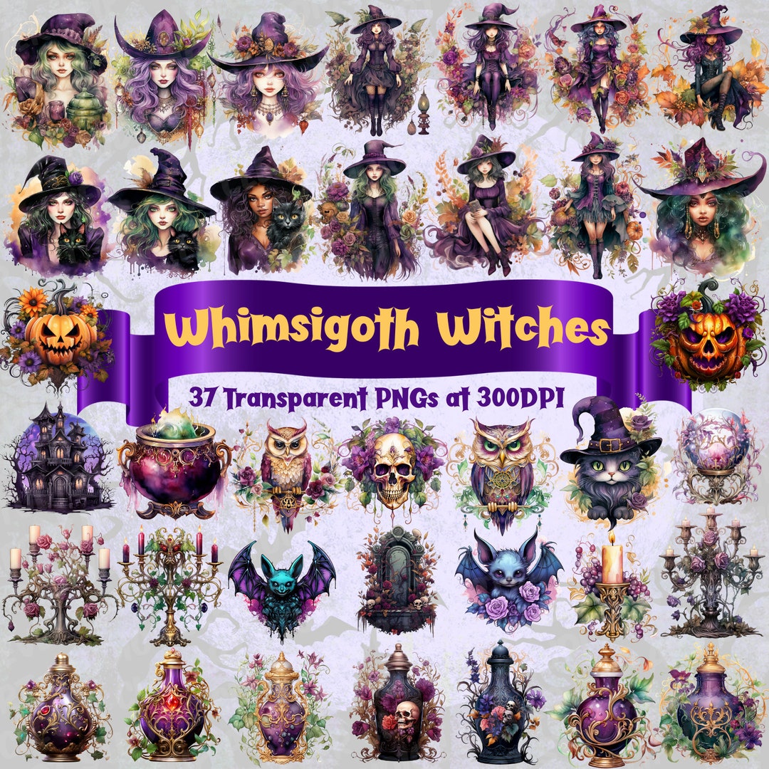 Whimsigoth Witches Halloween Clipart Mystical Forest Fairy Clipart ...