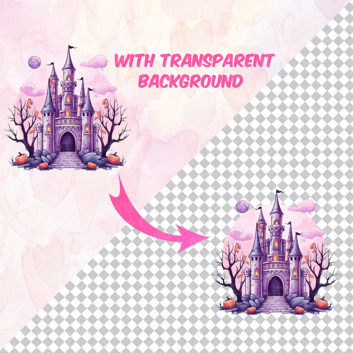 Pastel Halloween Cute Clipart Watercolor Pastel Blue Pink - Etsy