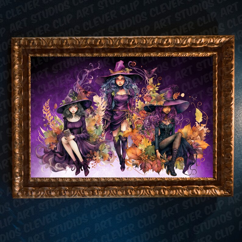Whimsigoth Witches Halloween Clipart Mystical Forest Fairy Clipart ...