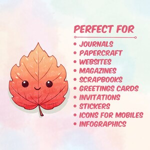 Kawaii Leaves Cute Fall Autumn Leaf Clipart Watercolor Botanical Art ...