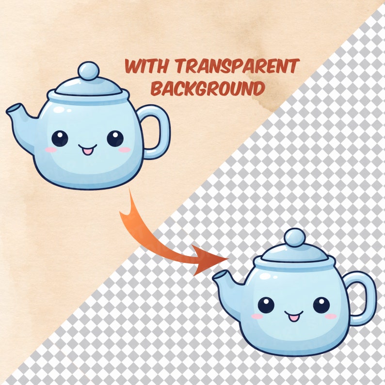 Kawaii Cute Tea Clipart Collection Pastel Kawaii Tea PNG Bundle Premade ...