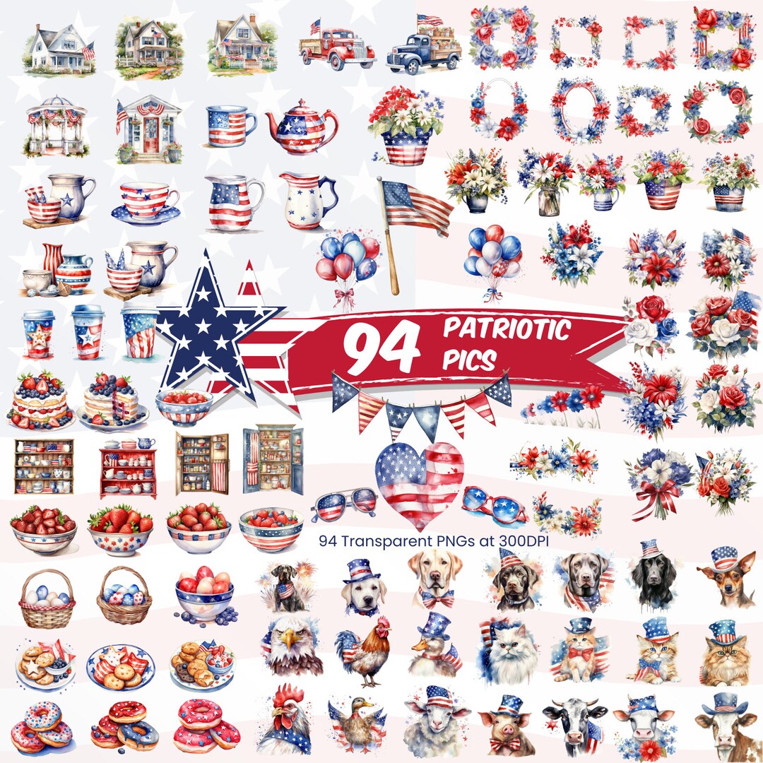 4th of July PNG Bundle, July 4th Clipart Fourth of July Png ...