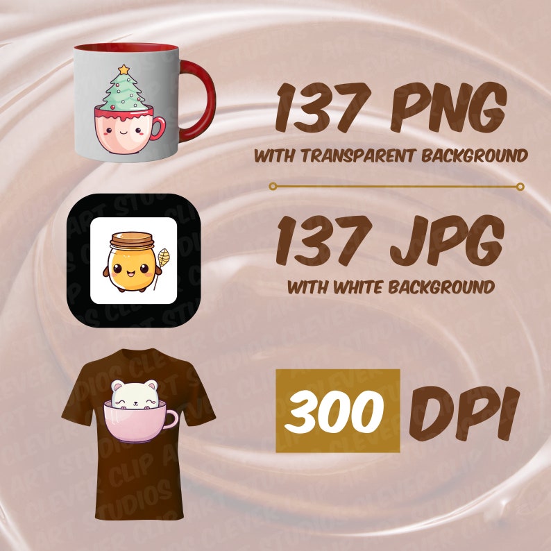 Kawaii Drinks Mega Bundle Cute Coffee Bubble Boba Tea Hot Chocolate ...