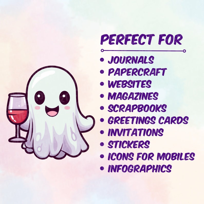Kawaii Ghosts Cute Halloween Clipart Bundle Digital Halloween Kawaii ...