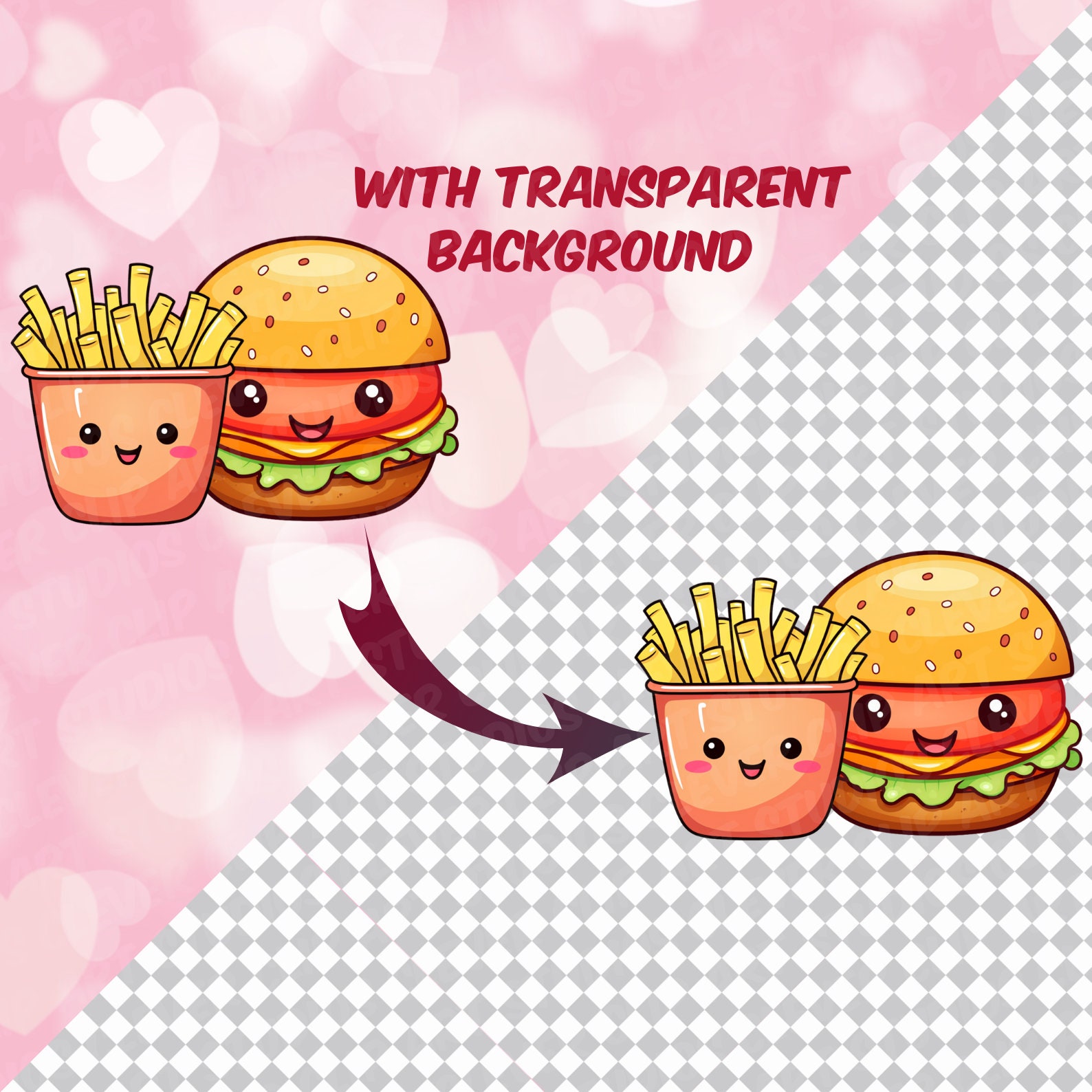 Perfect Match Cute Kawaii Food Couples PNG Best Friends Clipart Kawaii ...