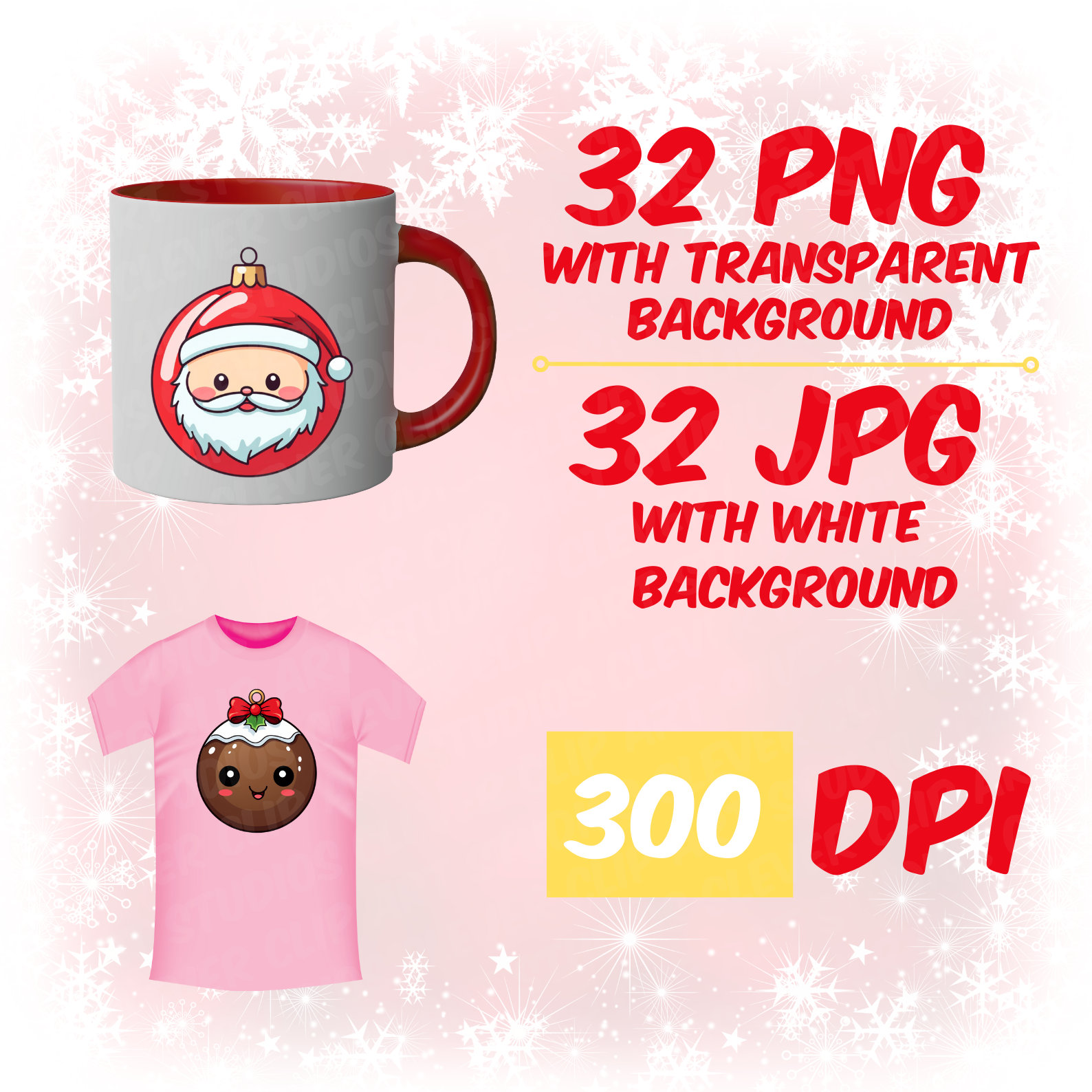 Cute Christmas Baubles Clipart Bundle Kawaii Downloadable Xmas ...