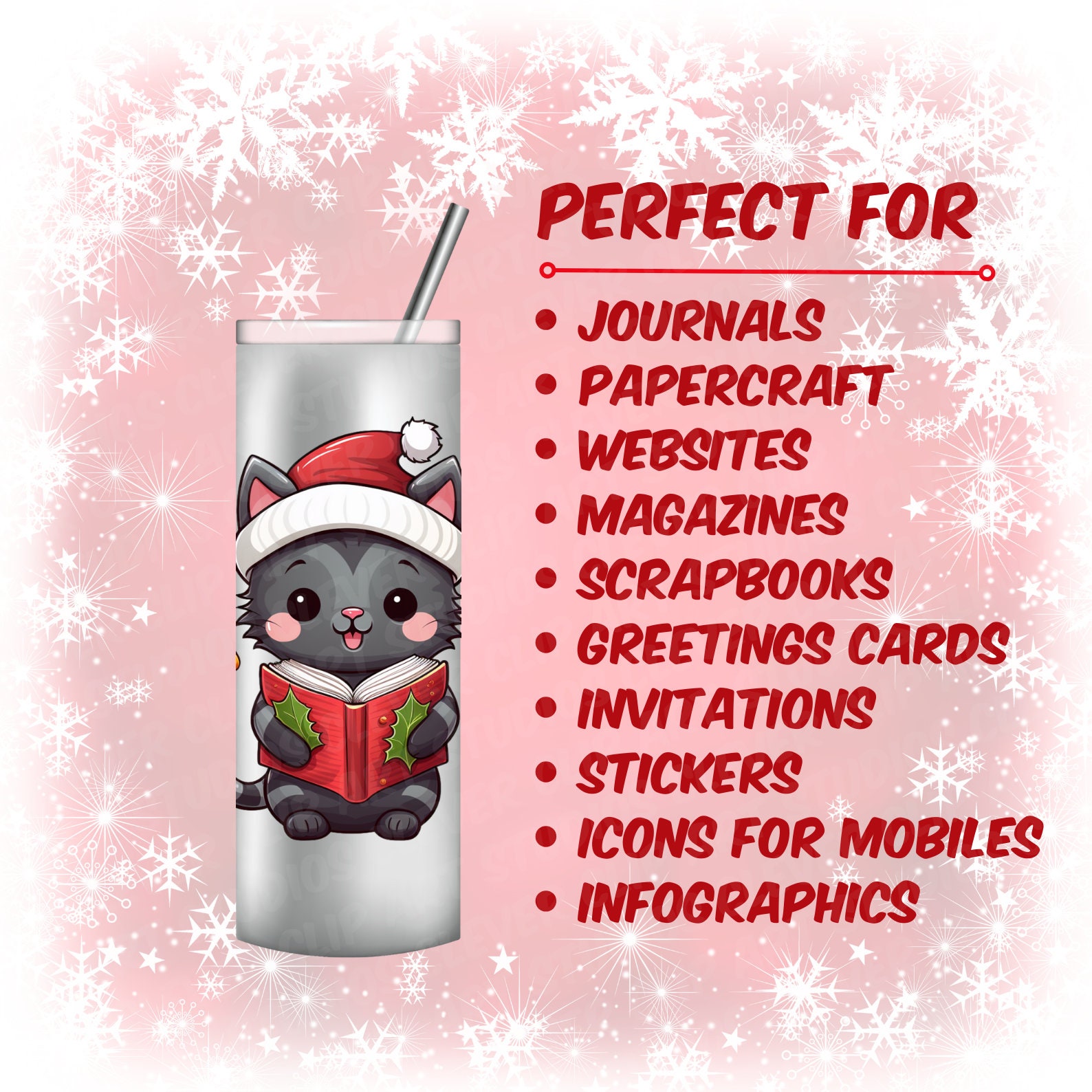 Cute Christmas Cat Clipart Bundle Kawaii Cute Cat Christmas Transparent ...