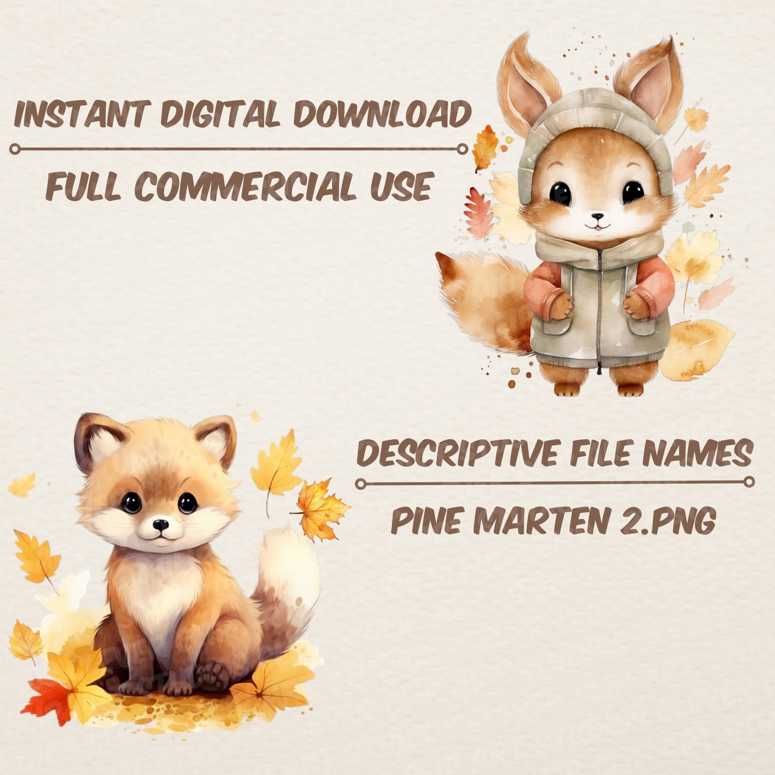 Cute Woodland Animal Autumn Clipart Fall Transparent PNG Bundle Cozy ...