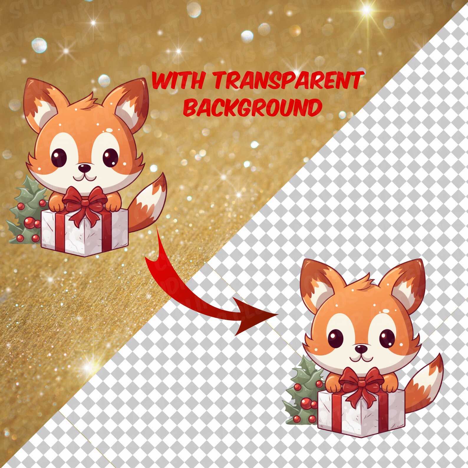 Woodland Animal Christmas Clipart Kawaii Cute Christmas Woodland PNG ...