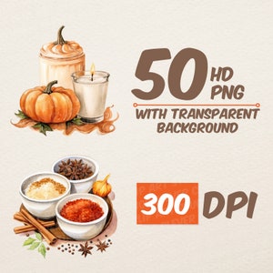 Pumpkin Spice Clipart PNG Bundle Cozy Clipart Cute Autumn Pumpkin ...