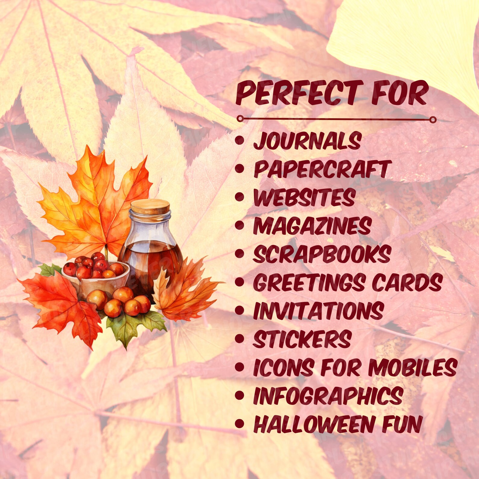 Maple Watercolor Clipart Bundle Autumn Maple Leaves Fall PNG Maple Tree ...