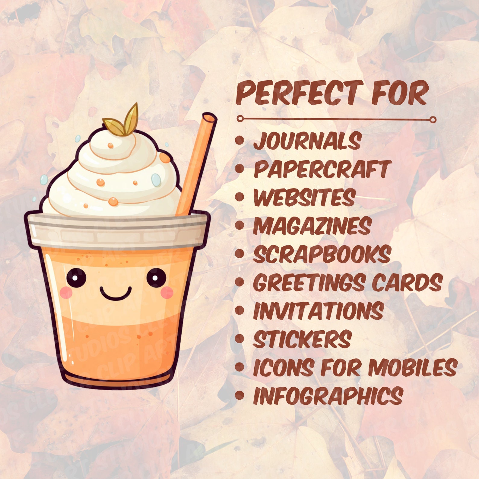 Kawaii Fall Cute Autumn Clipart Bundle Fall Vibes Transparent PNG ...
