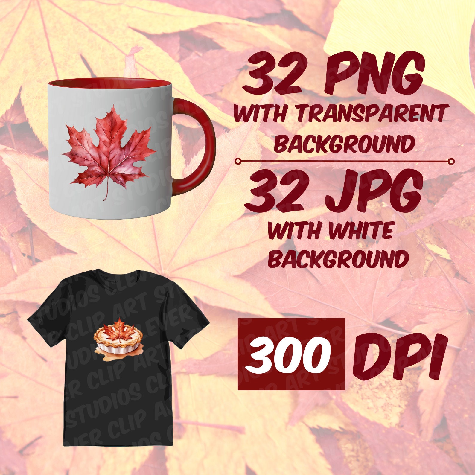Maple Watercolor Clipart Bundle Autumn Maple Leaves Fall PNG Maple Tree ...