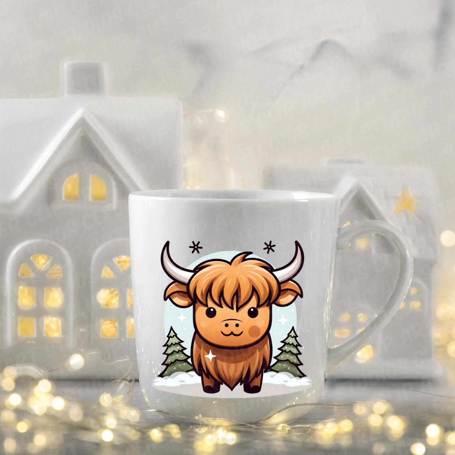 Mooey Christmas Highland Cow Clipart Bundle Cute Highland Cows ...