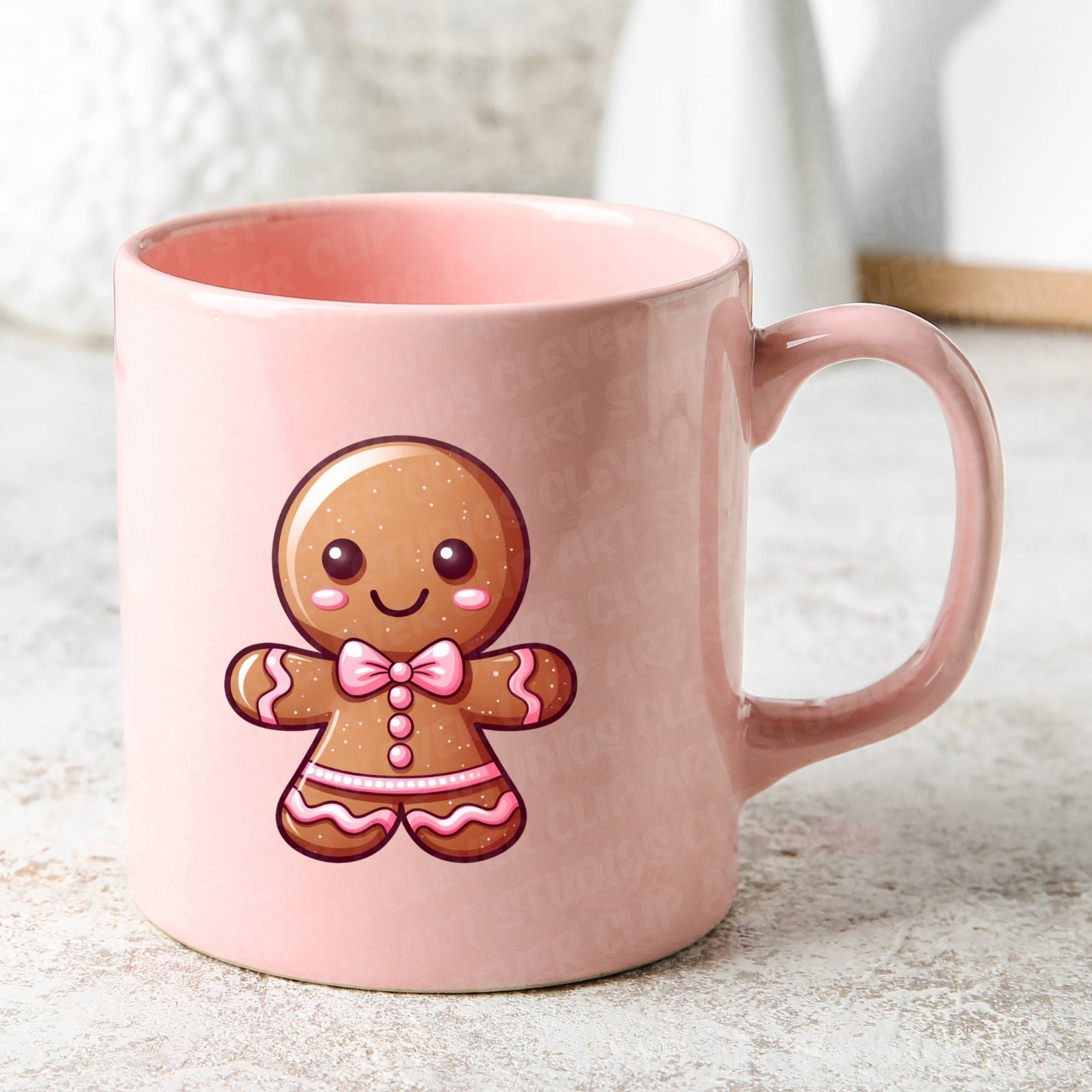 Pink Kawaii Christmas Clipart Bundle Cute Pink Christmas Transparent ...