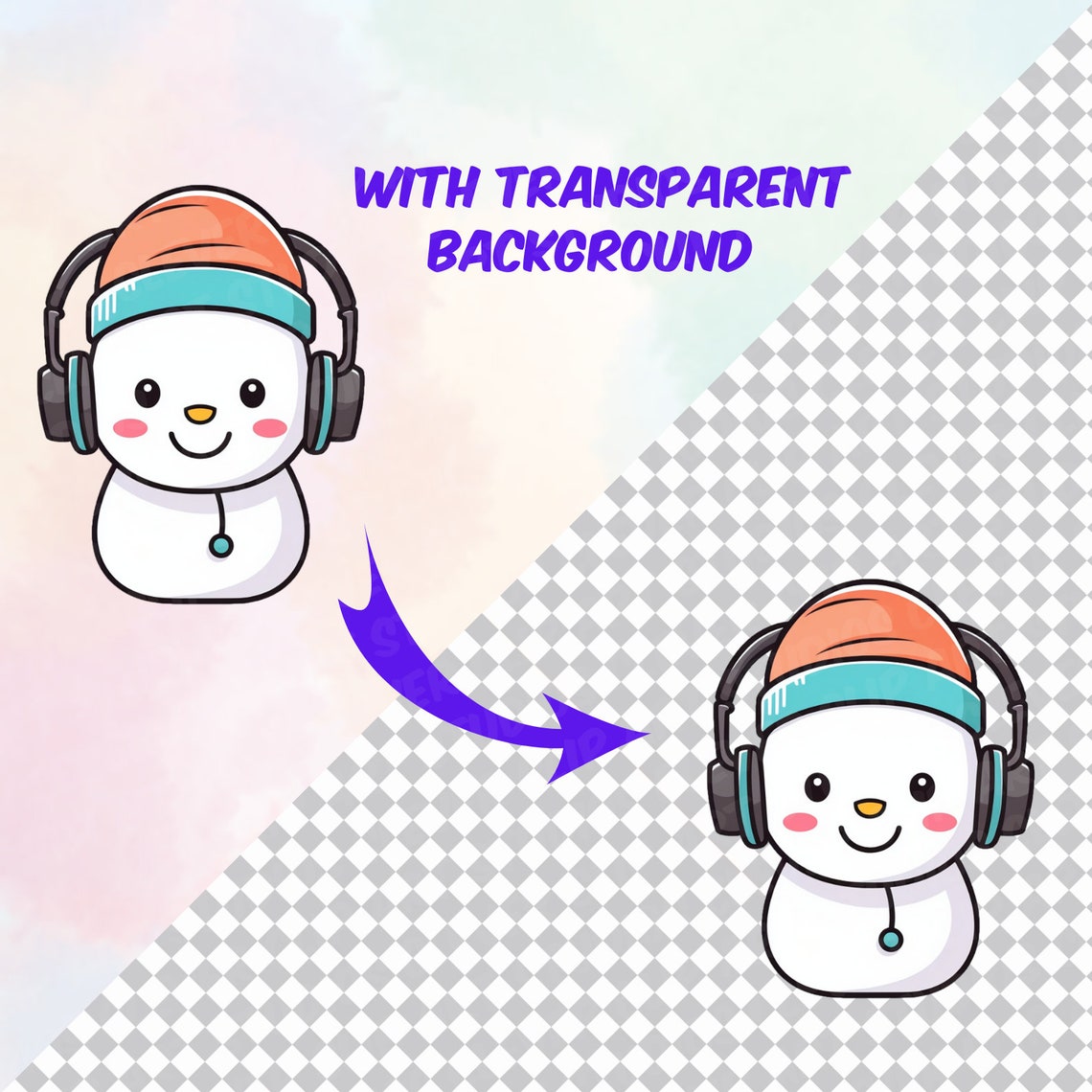 Kawaii Cute Snowman Clipart Bundle Cute Decorative Snowman Snowmen ...