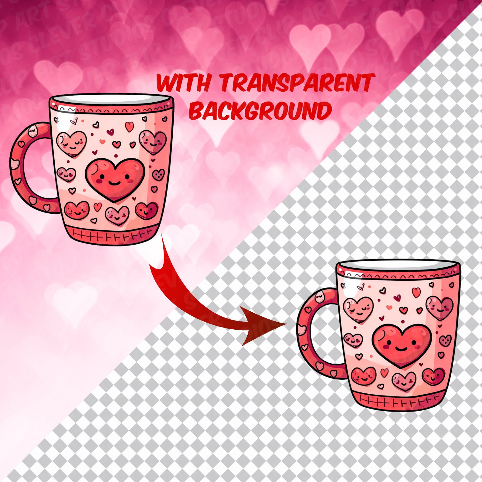 Cute Valentine Heart Clipart Kawaii Valentines Day Heart PNG Sweet ...