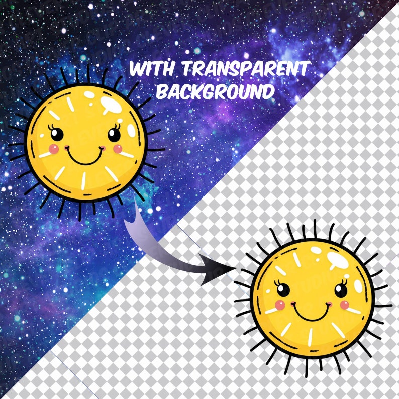 Cute Sun Moon and Stars Clipart Bundle Sun Moon Stars Kawaii Download ...