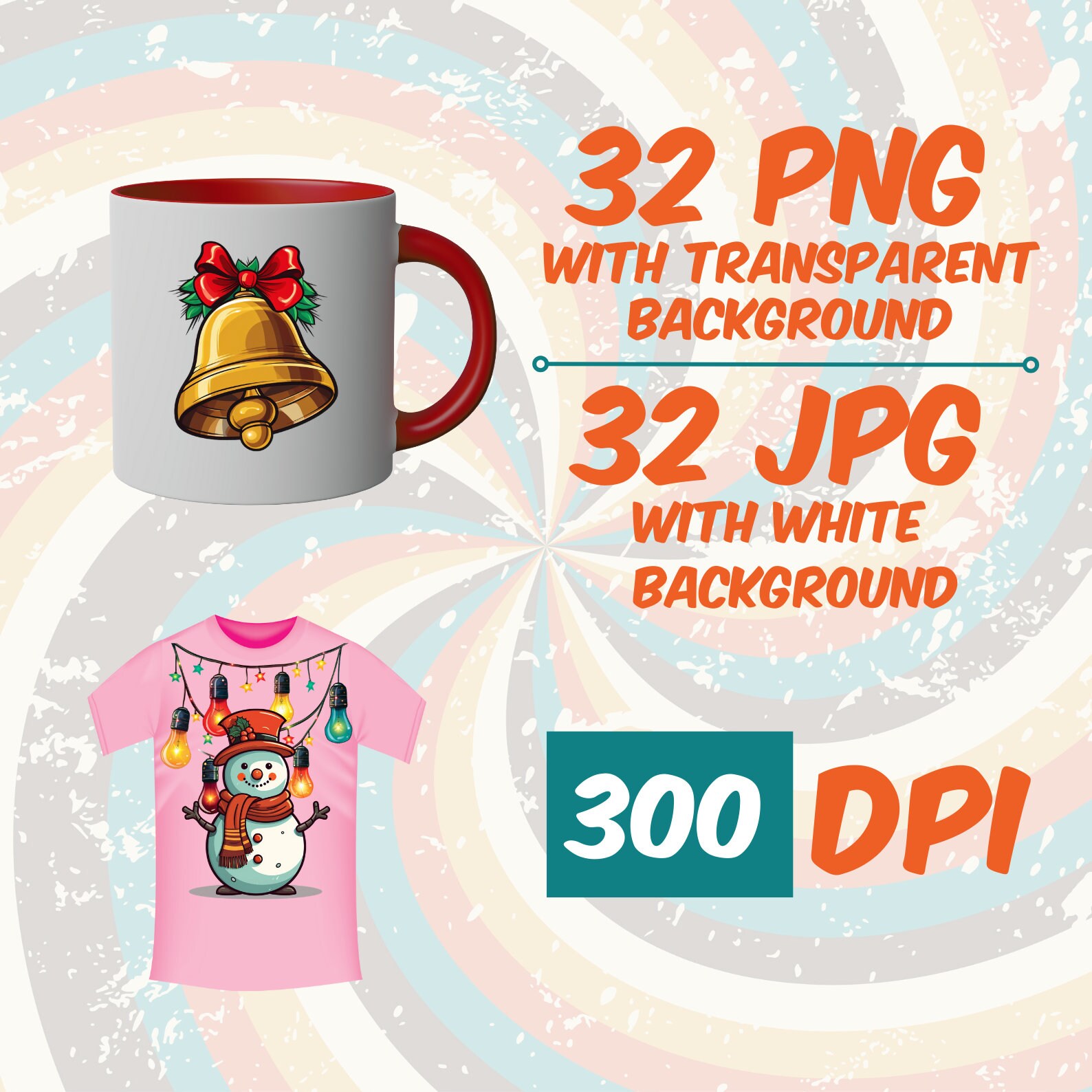 Retro Groovy Christmas Clipart Bundle Groovy Retro Christmas PNG Bundle ...