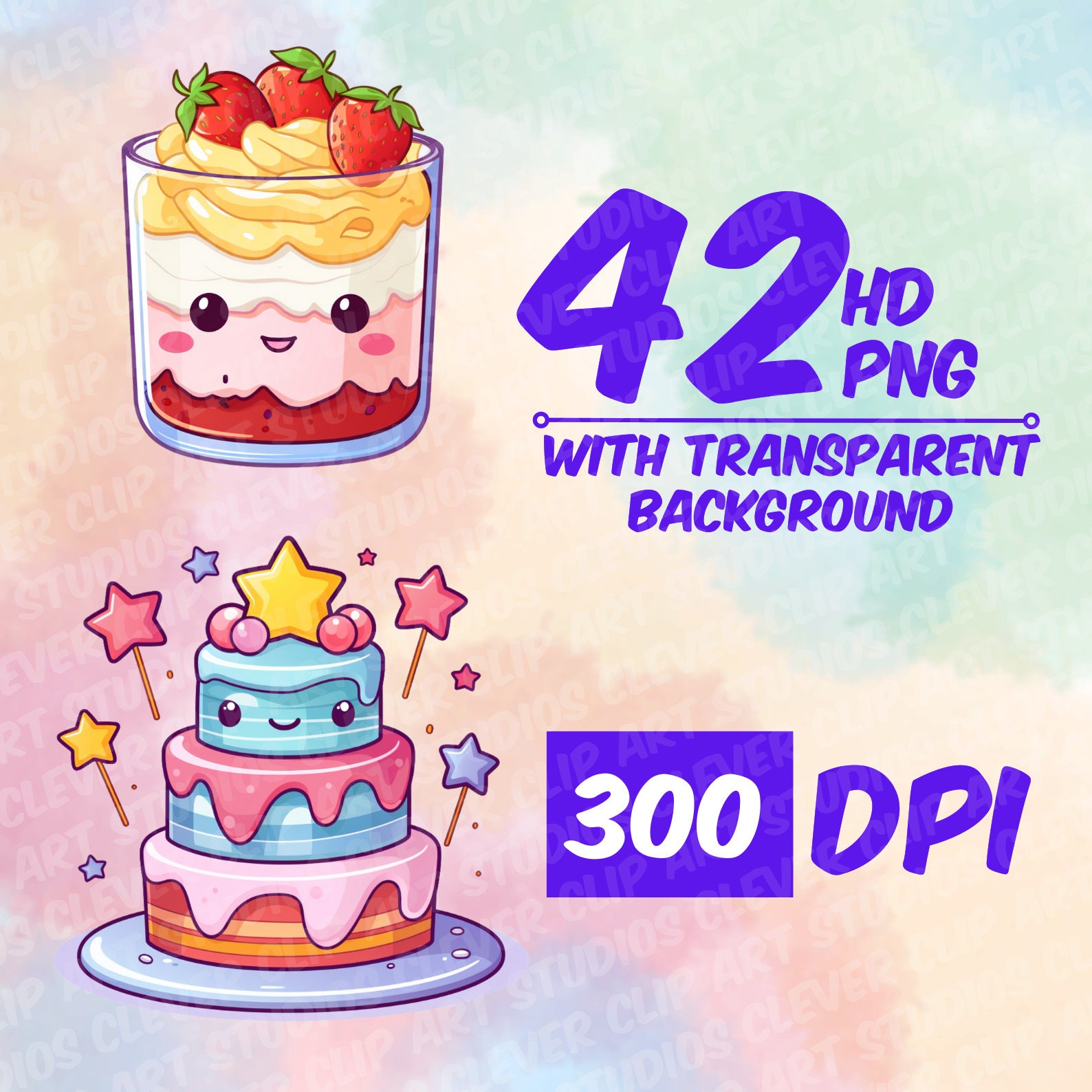 Cute Kawaii Sweet Treats Clipart Bundle Kawaii Downloadable Clipart ...