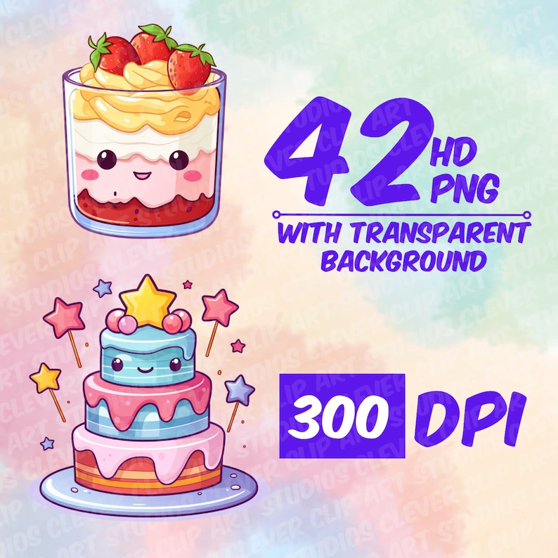 Cute Kawaii Sweet Treats Clipart Bundle Kawaii Downloadable Clipart ...