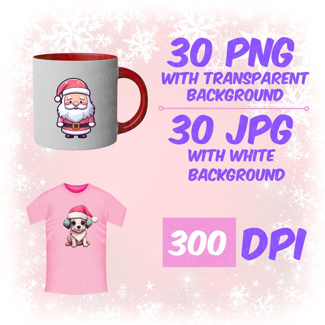 Cute Pastel Christmas Clipart Bundle Pastel Cute Christmas PNG Bundle ...