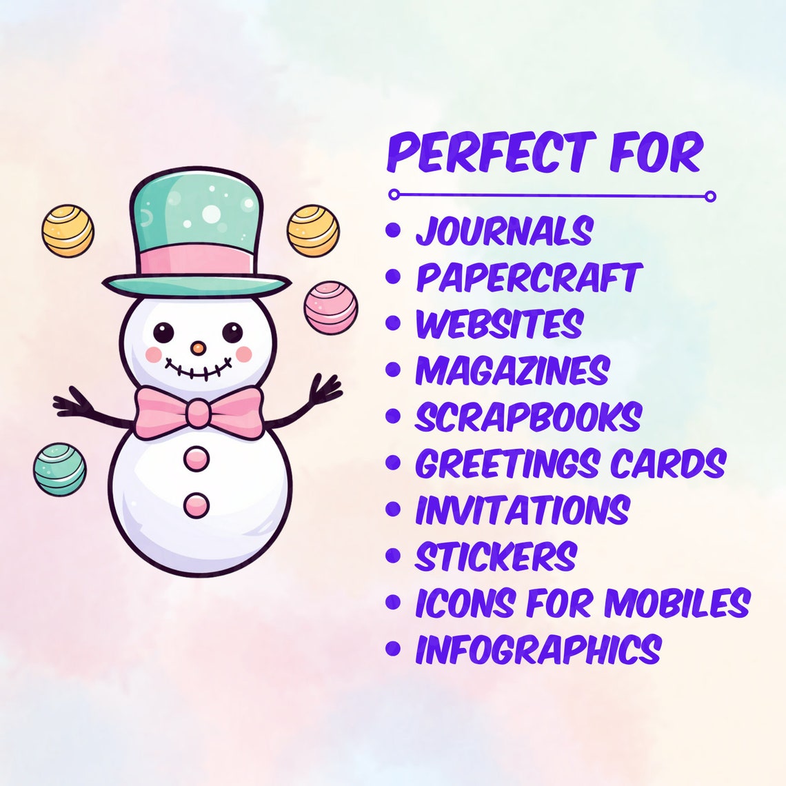 Kawaii Cute Snowman Clipart Bundle Cute Decorative Snowman Snowmen ...