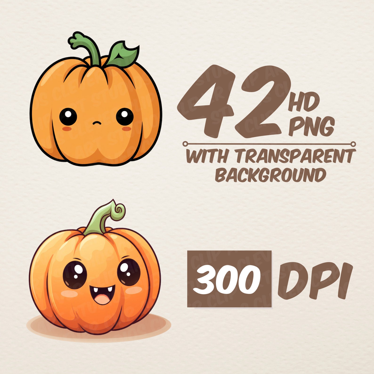 Kawaii Pumpkins Cute Halloween PNG Bundle Clipart Pumpkin Faces ...