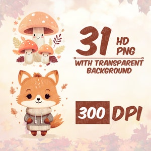 Kawaii Autumn Cute Fall Clipart Bundle Autumnal Vibe Transparent PNG ...