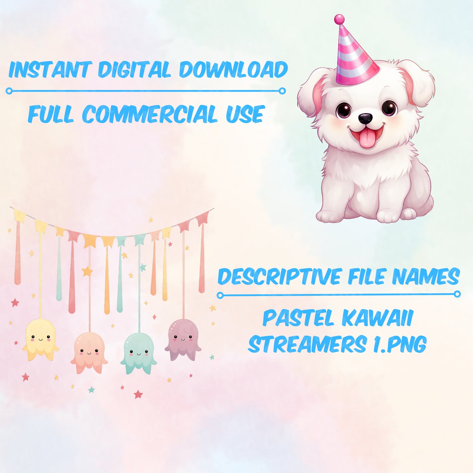 Pastel Kawaii Birthday Clipart Cute Kawaii PNG Bundle Kawaii ...