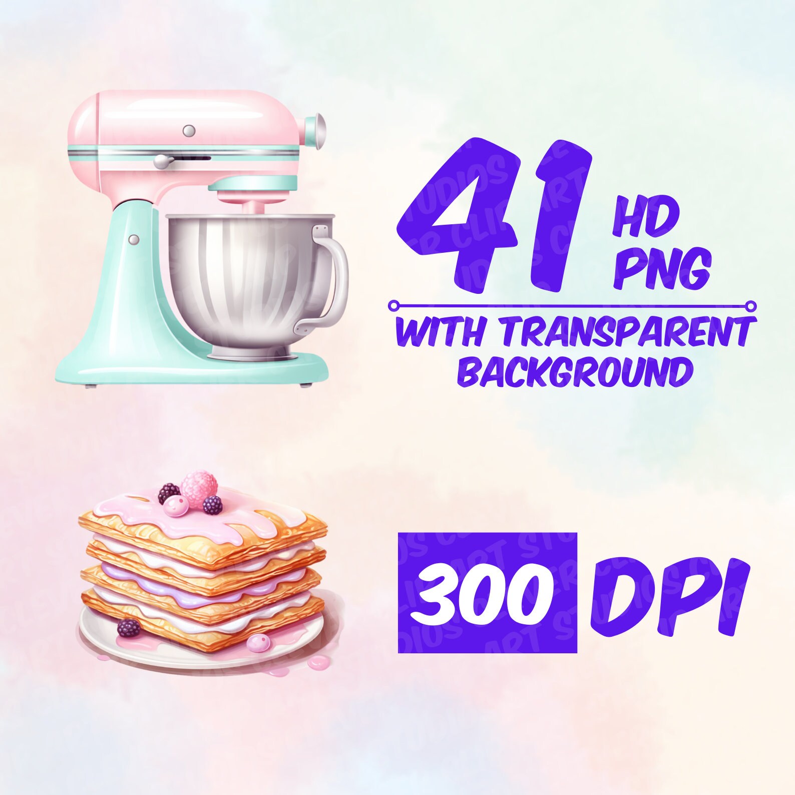 Cute Baking Clipart Bakers Gonna Bake PNG Bundle Pastel Kitchenware ...