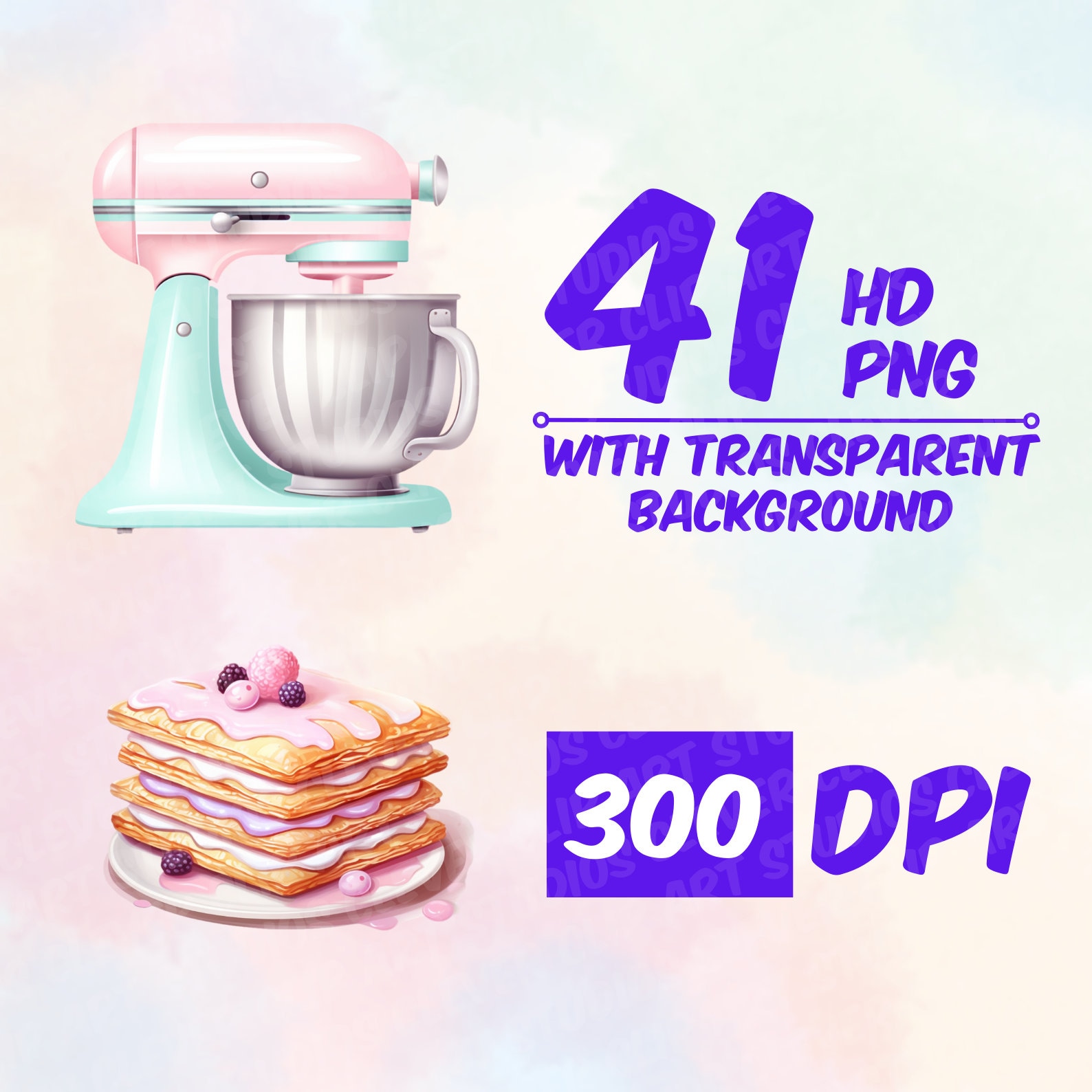 Cute Baking Clipart Bakers Gonna Bake PNG Bundle Pastel Kitchenware ...