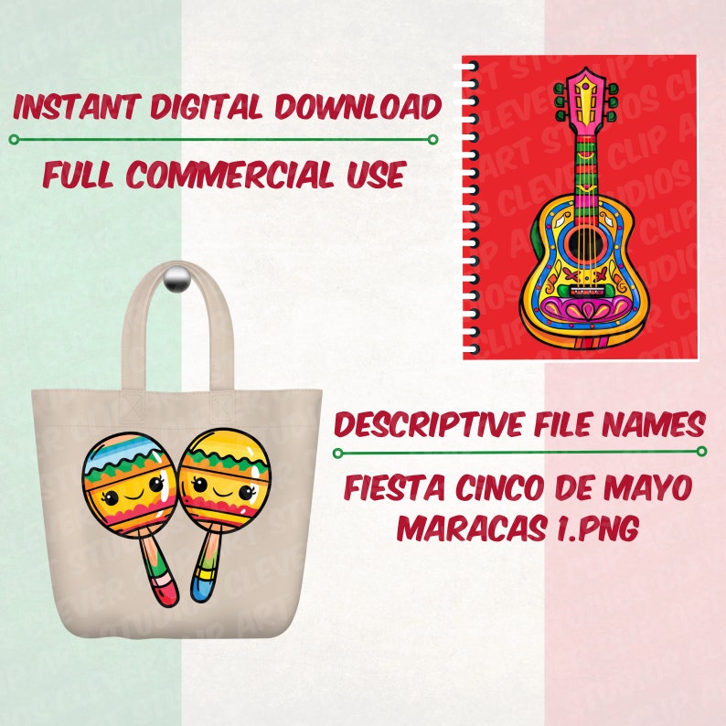 Fiesta Cinco De Mayo PNG Bundle Cute Colorful Mexican Style Fiesta ...