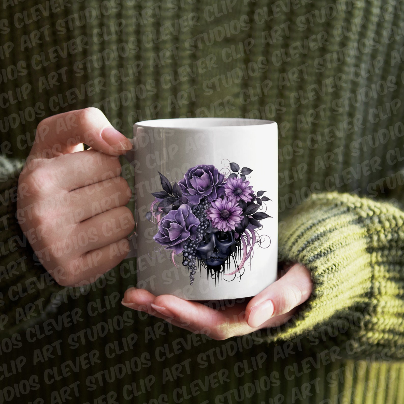 Gothic Halloween Flowers Clipart Bundle Gothic Graphics Dark Moody ...