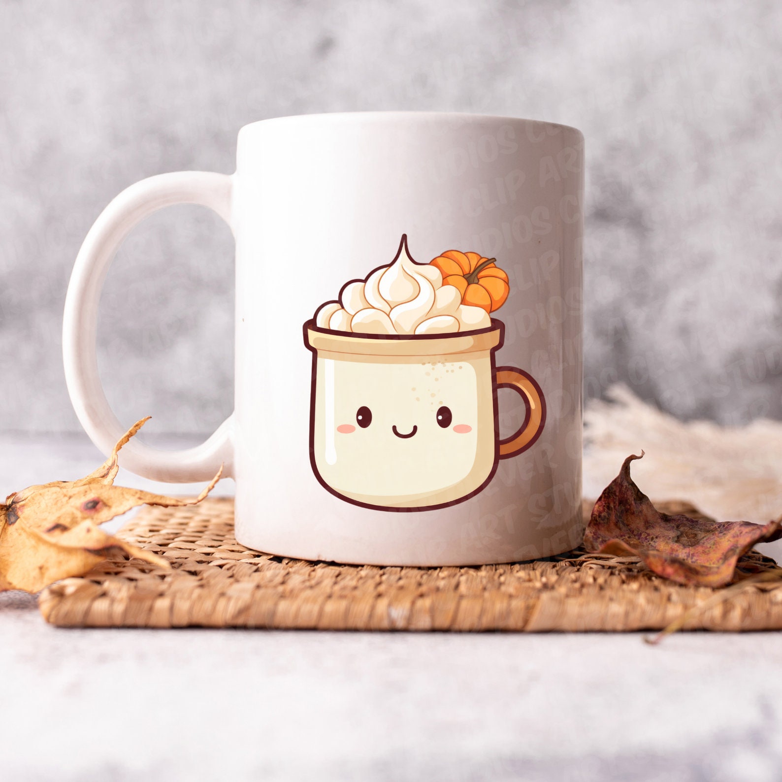 Kawaii Thanksgiving Cute Clipart Bundle Cute Fall Pumpkin Spice PNG ...