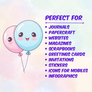 Cute Kawaii Birthday Clipart Bundle Kawaii Downloadable Birthday Art ...