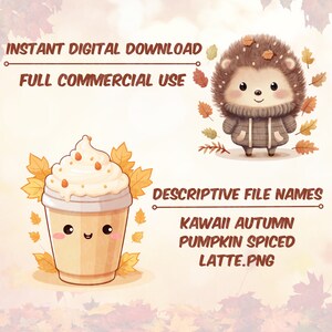 Kawaii Autumn Cute Fall Clipart Bundle Autumnal Vibe Transparent PNG ...
