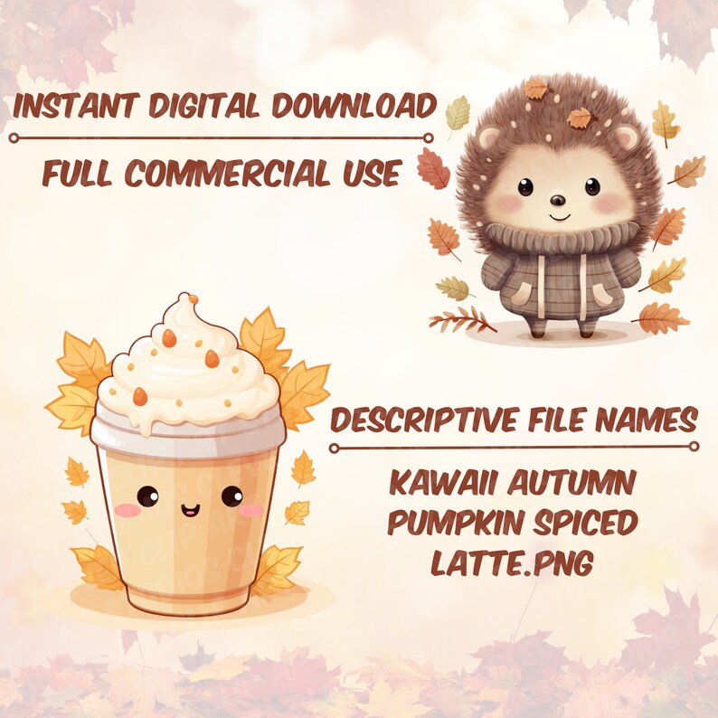 Kawaii Autumn Cute Fall Clipart Bundle Autumnal Vibe Transparent PNG ...