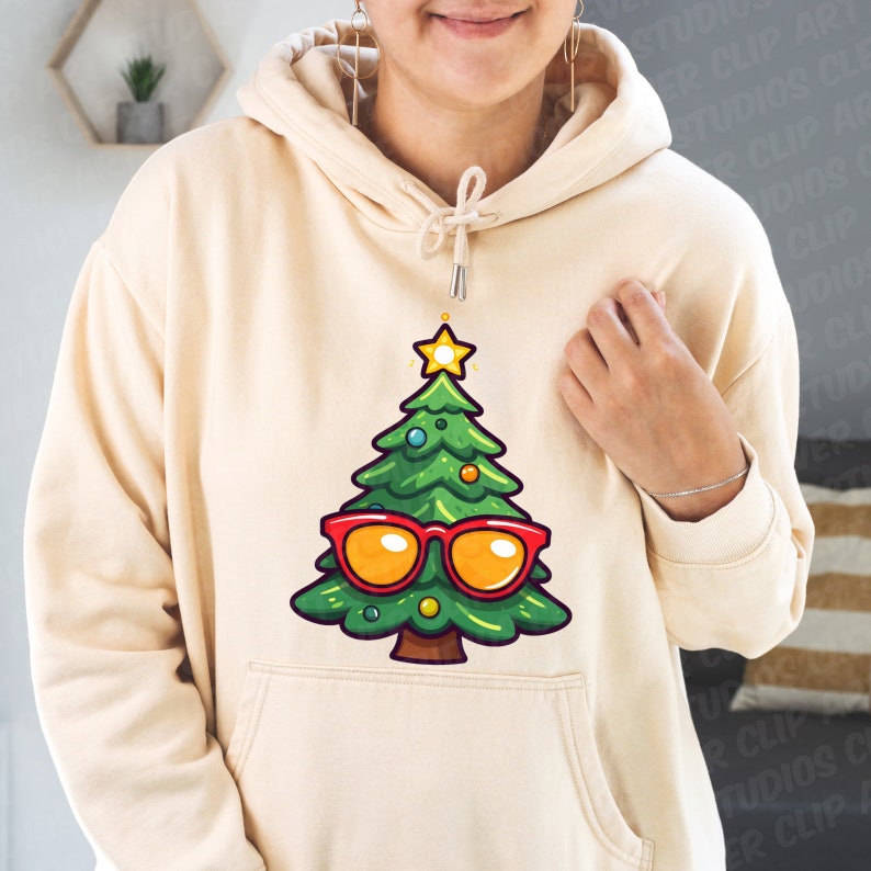 Cute Kawaii Christmas Tree Clipart Bundle Cute Happy Christmas Tree ...